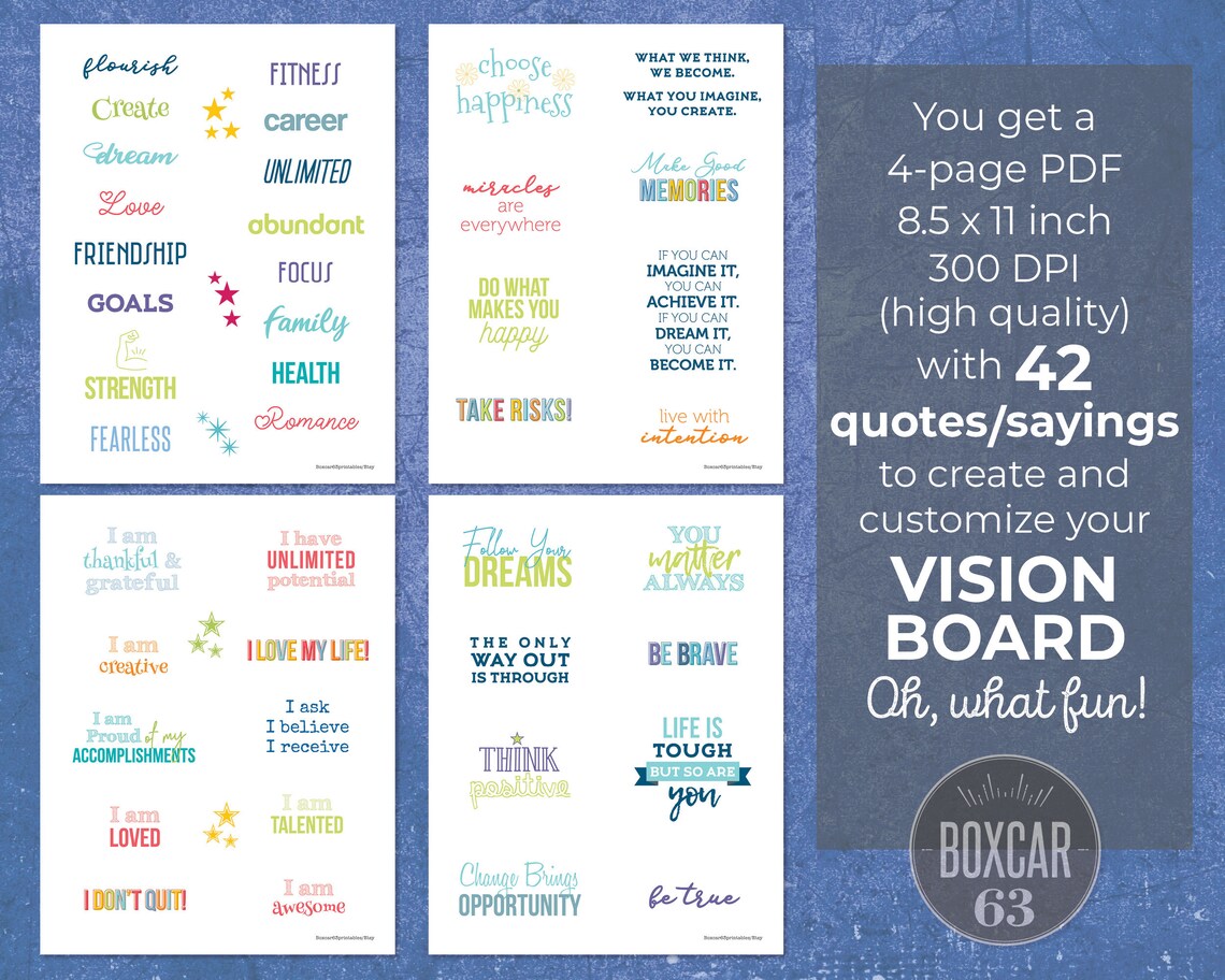 Vision Board Quotes/sayings INSTANT DOWNLOAD Digital File - Etsy
