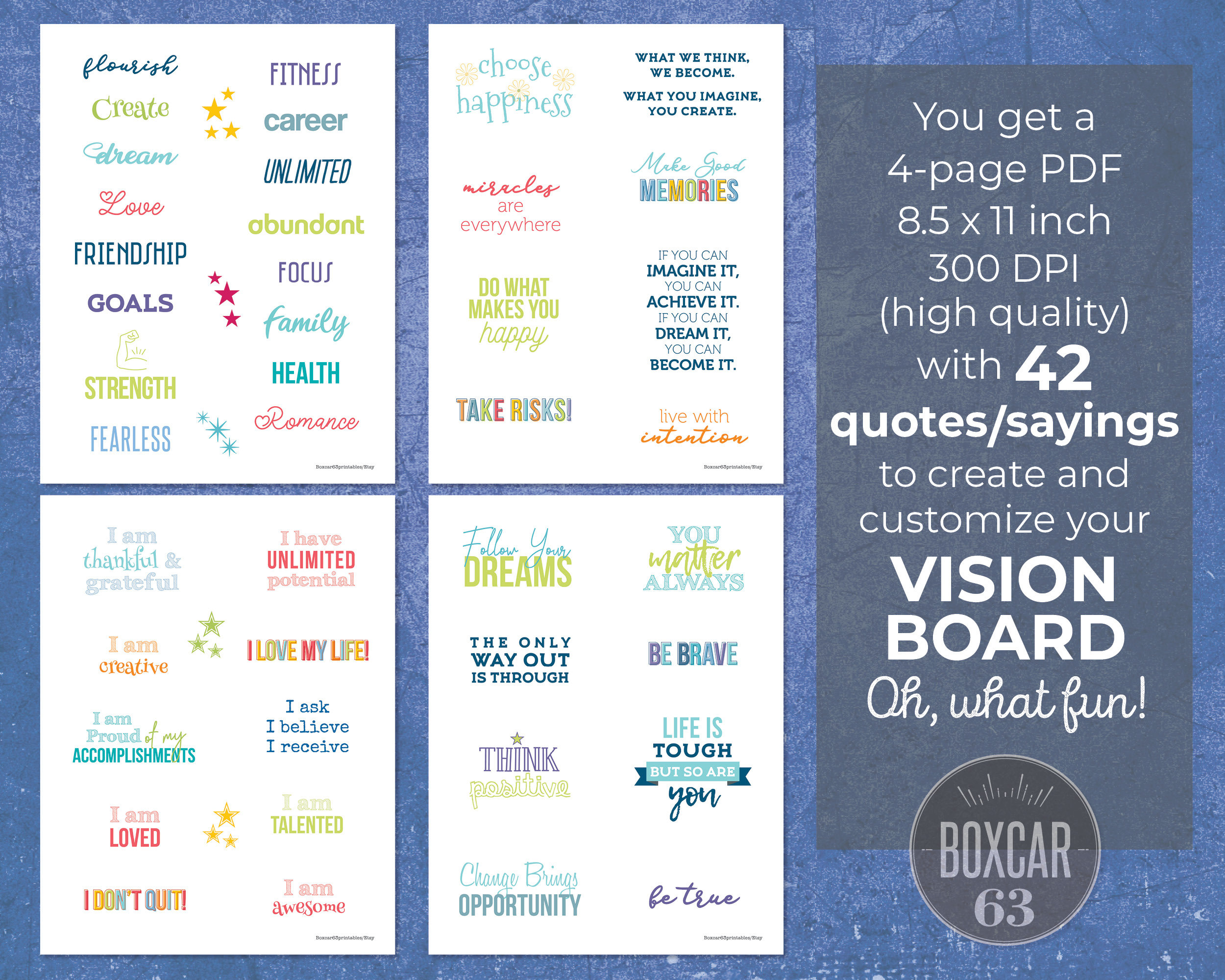 Vision Board Quotes/sayings INSTANT DOWNLOAD Digital File - Etsy