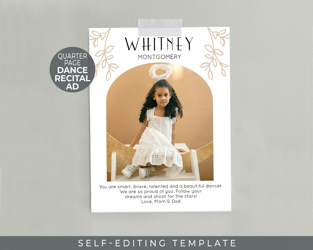 Dance Recital Ad Template: Faux Gold Leaf Design (4.25x5.5 Inch) (self ...