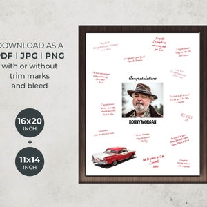 Retirement Message Board TEMPLATE Editable Red Vintage Car Photo ...