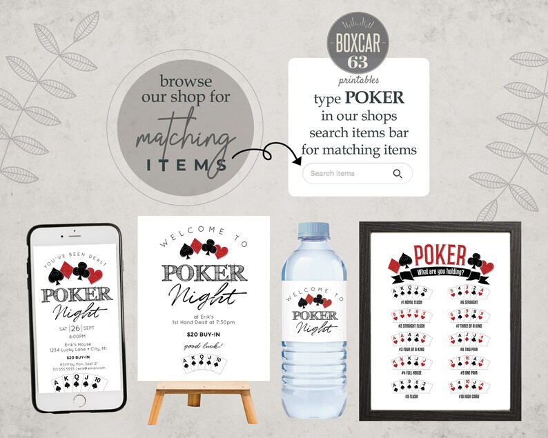 Poker Night Menu TEMPLATE Drink or Food Menu Casino Night - Etsy