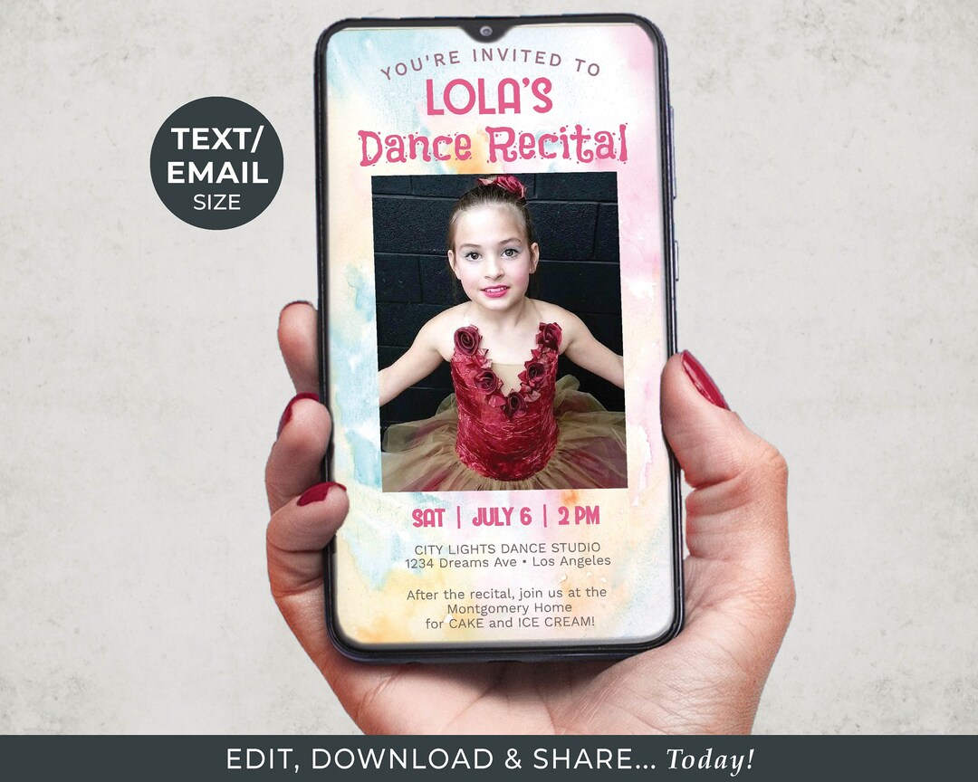Dance Recital Invitation TEMPLATE Digital File | Mobile Phone Invite ...