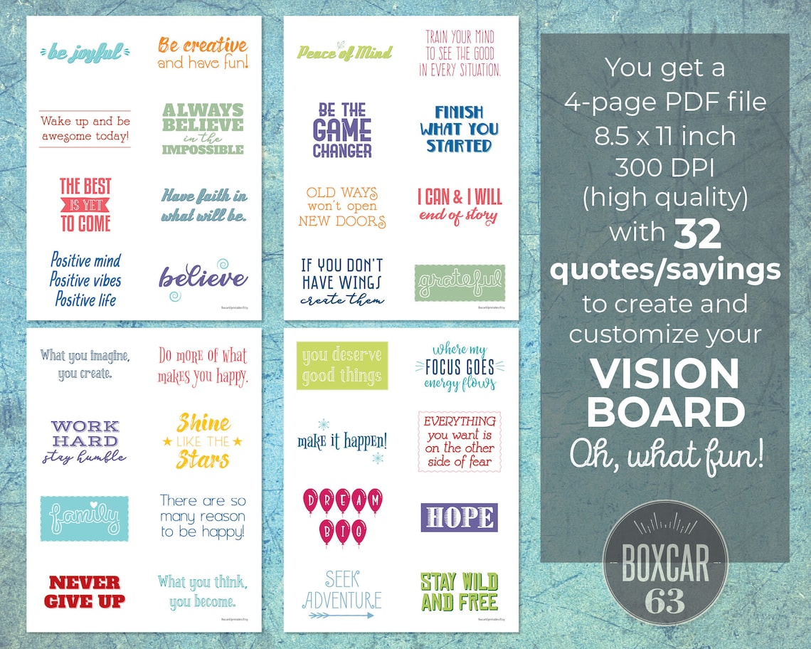 Vision Board Quotes/sayings INSTANT DOWNLOAD Scrapbooking - Etsy