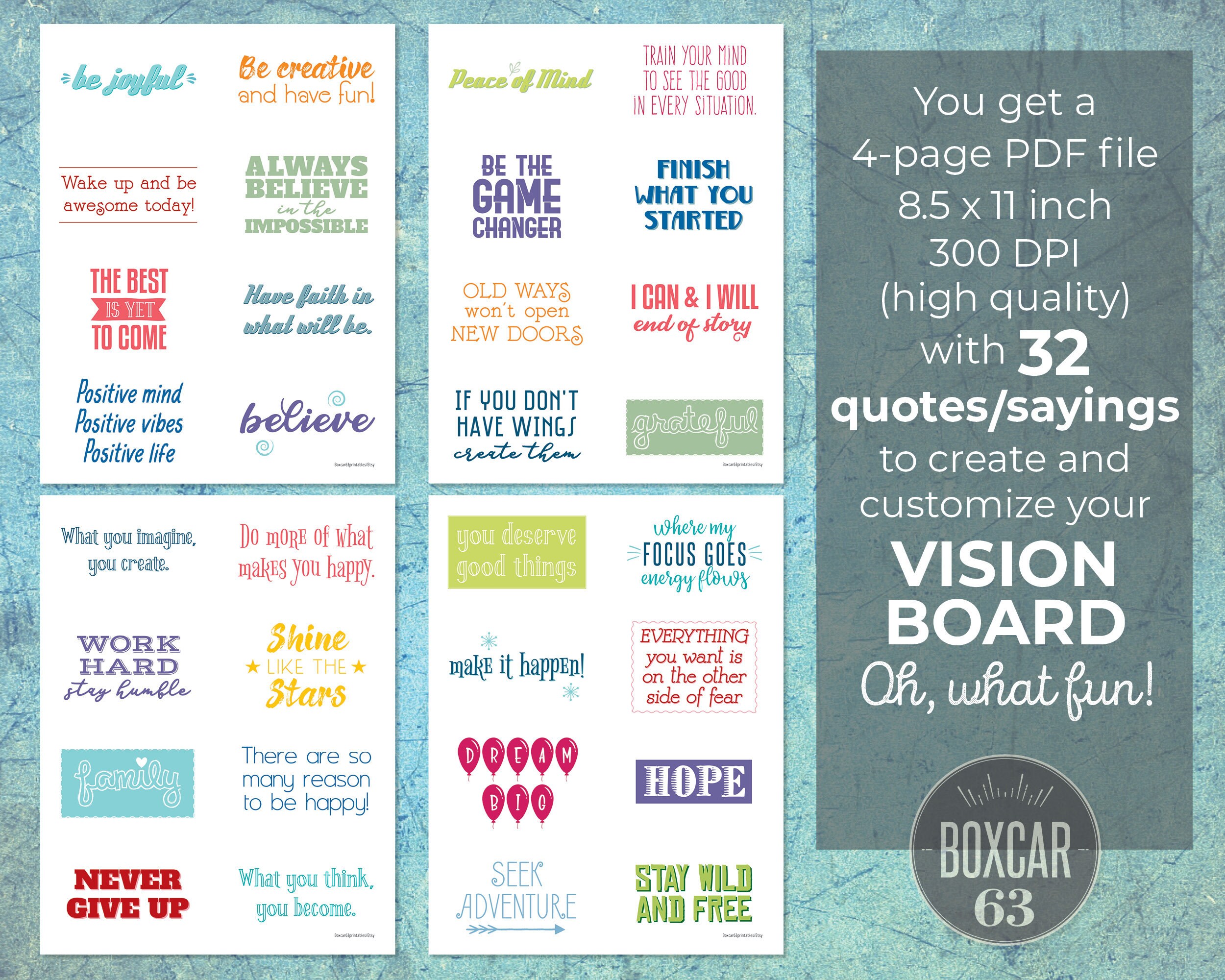 Vision Board Quotes/sayings INSTANT DOWNLOAD Scrapbooking - Etsy