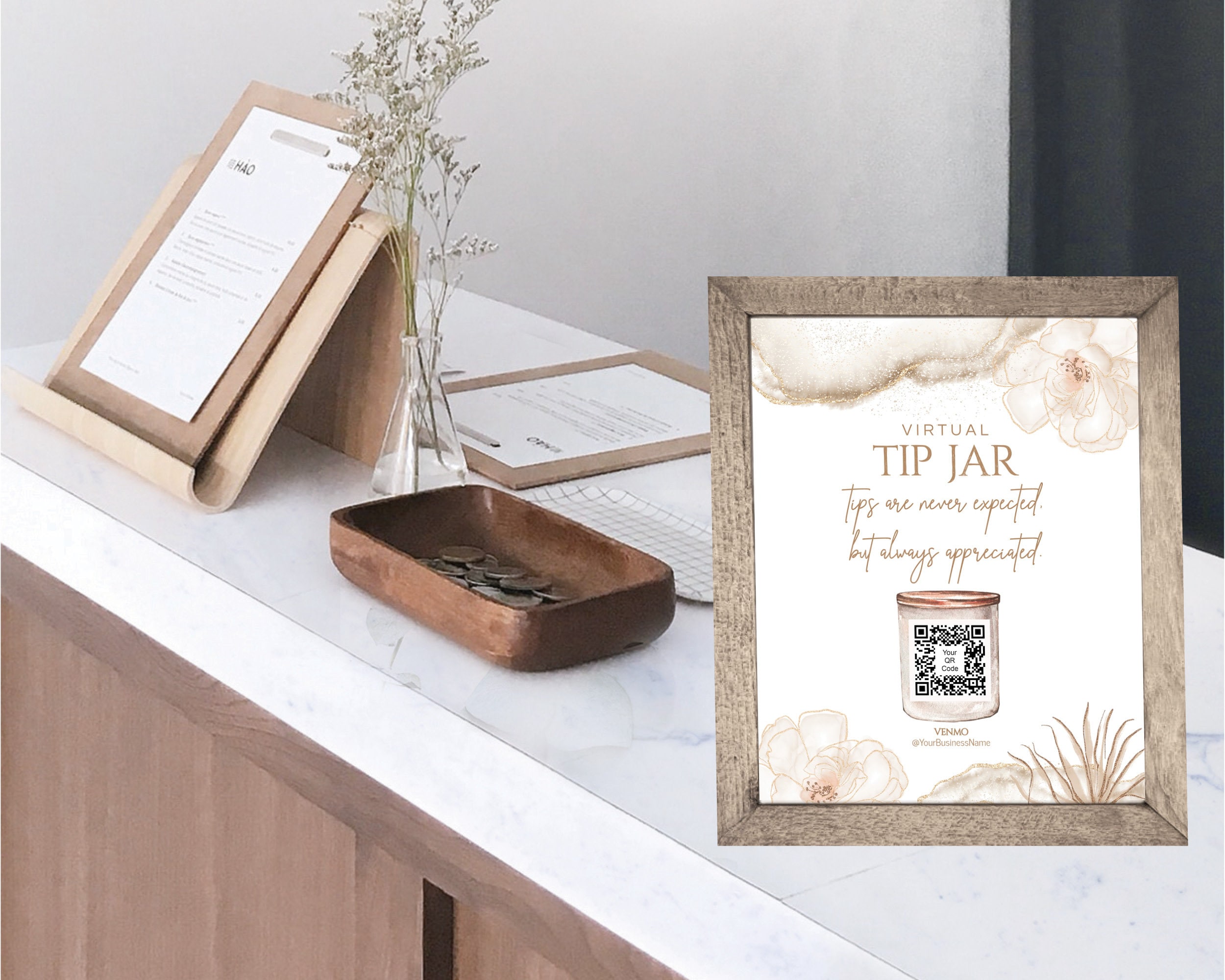 Tip Sign TEMPLATE Self-editing Virtual Tip Jar Tips Are Never Expected ...