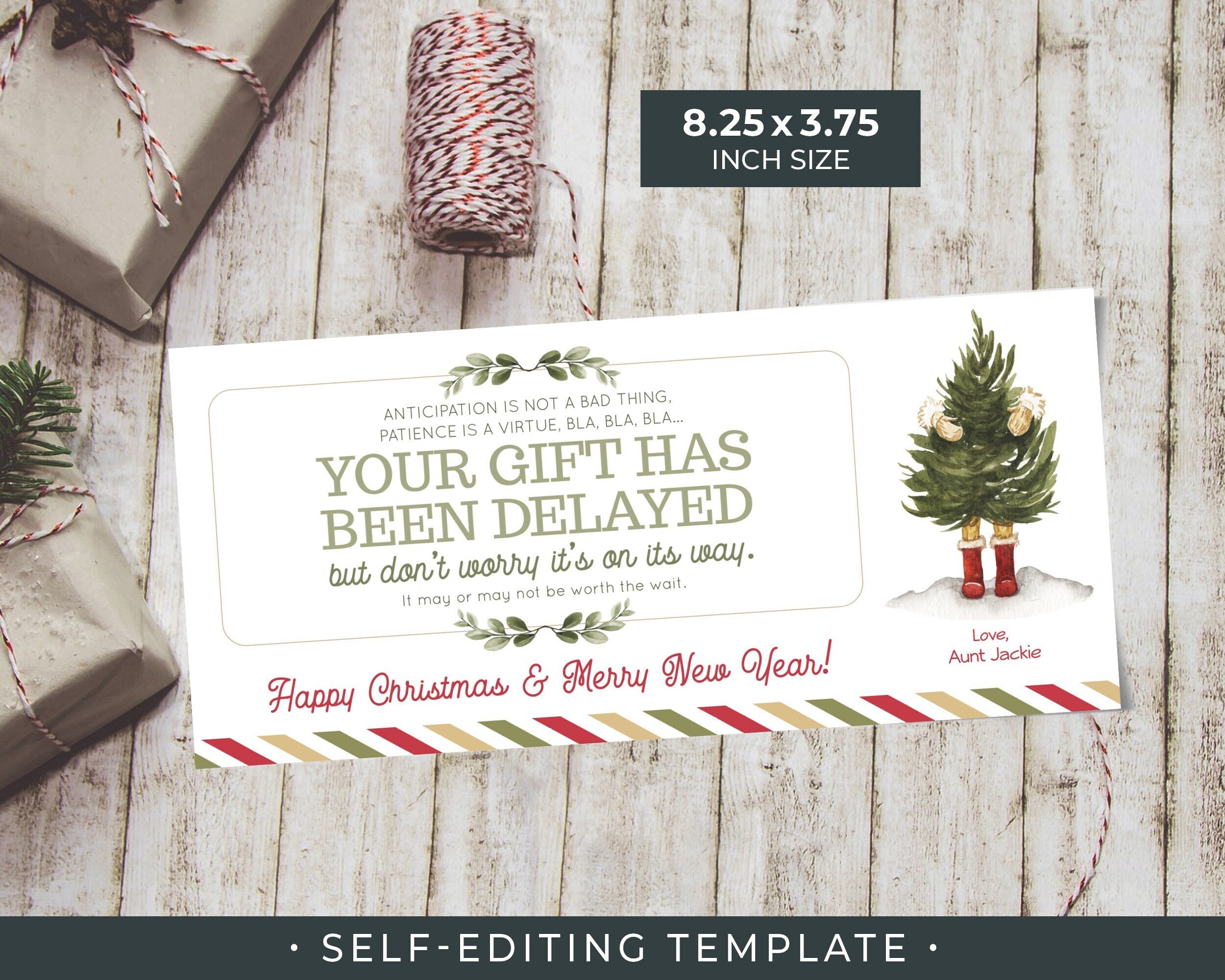 Gift Voucher Editable TEMPLATE Your Gift Has Been Delayed Funny Gift ...