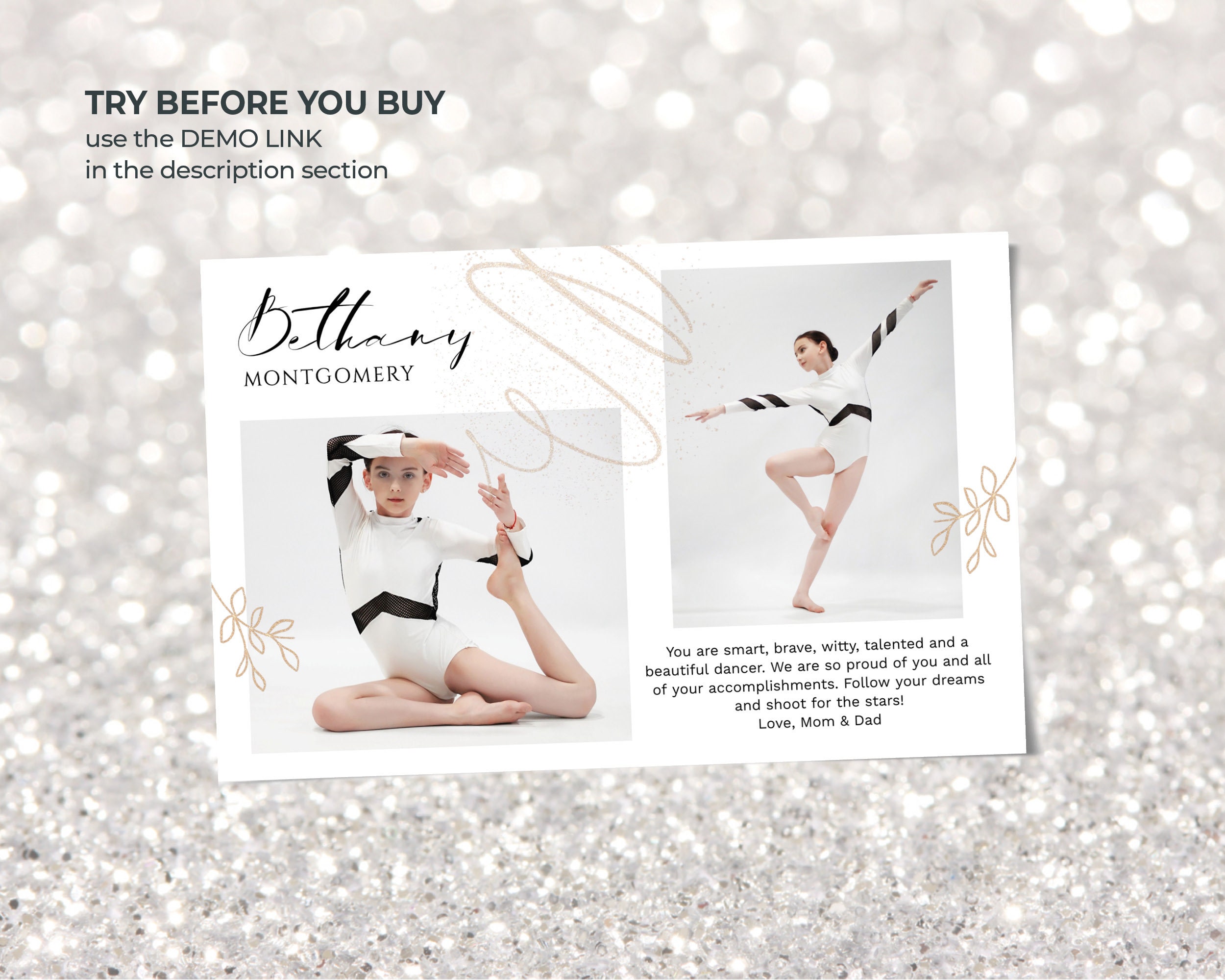 Dance Recital AD TEMPLATE Self-editing in Corjl Faux Gold - Etsy