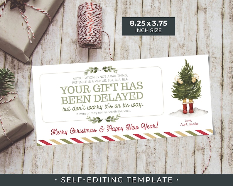 Gift Voucher Editable TEMPLATE Your Gift Has Been Delayed - Etsy