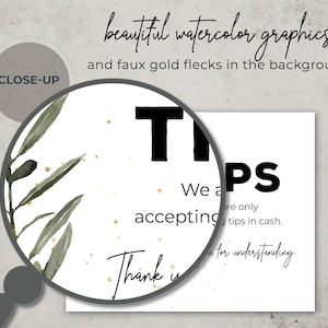 TIPS Cash Only - We Are Only Accepting Cash Tips | INSTANT DOWNLOAD ...