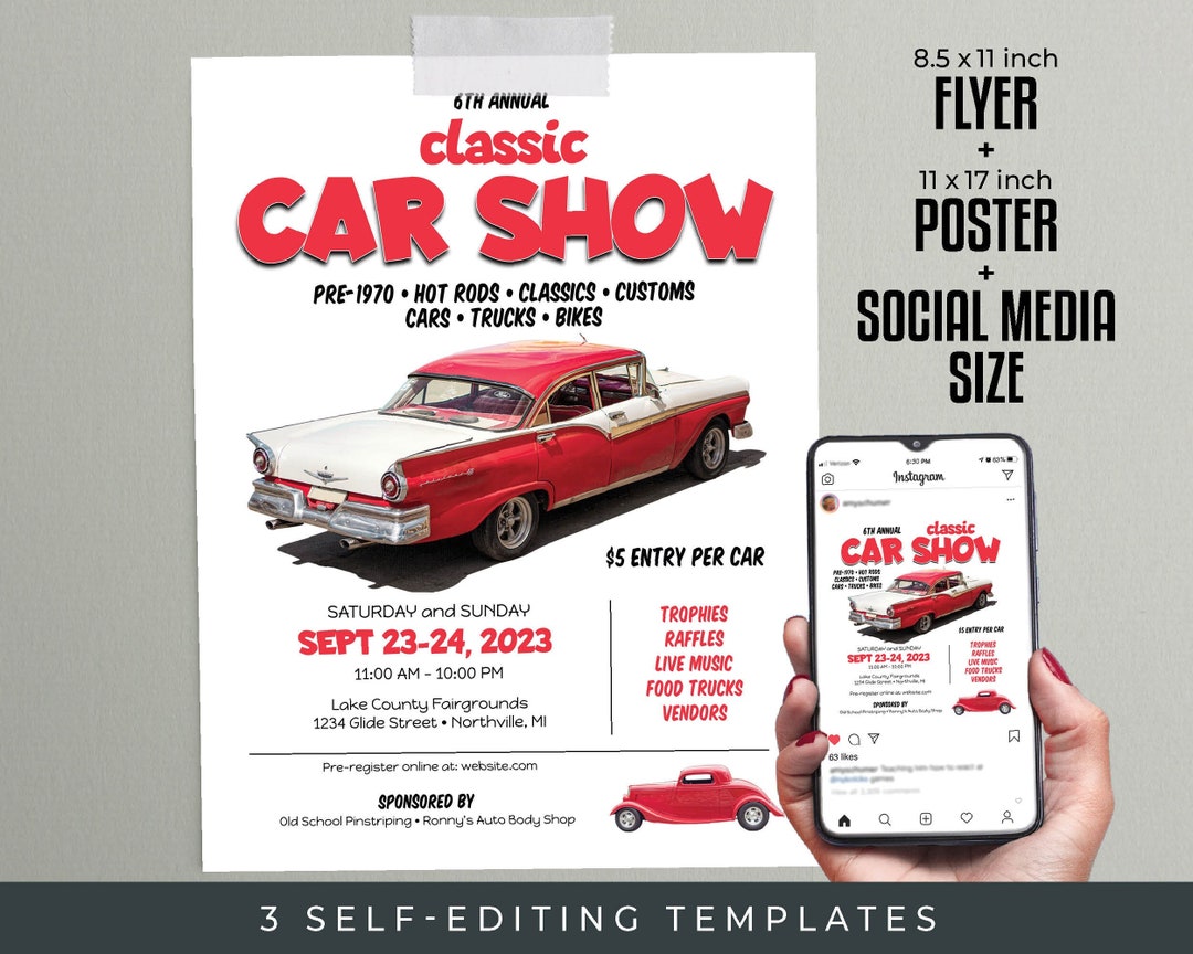 Car Show Editable TEMPLATES 8.5x11 Flyer 11x17 Poster - Etsy