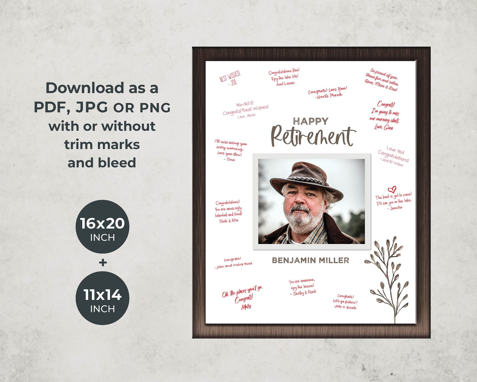 Retirement Message Board TEMPLATE Fully Editable Minimal - Etsy