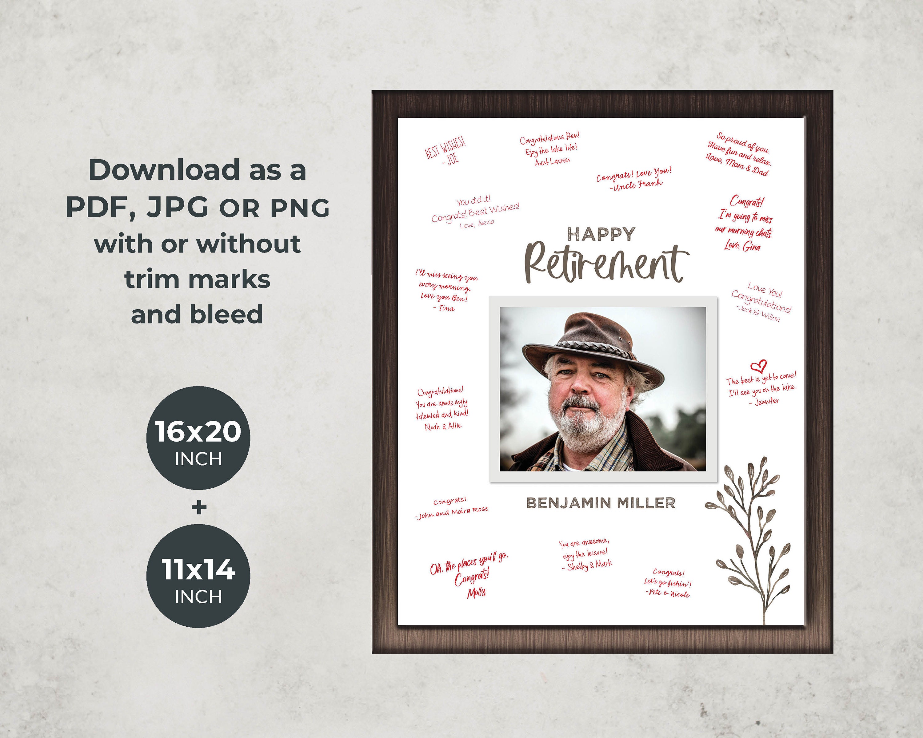 Retirement Message Board TEMPLATE Fully Editable Minimal - Etsy