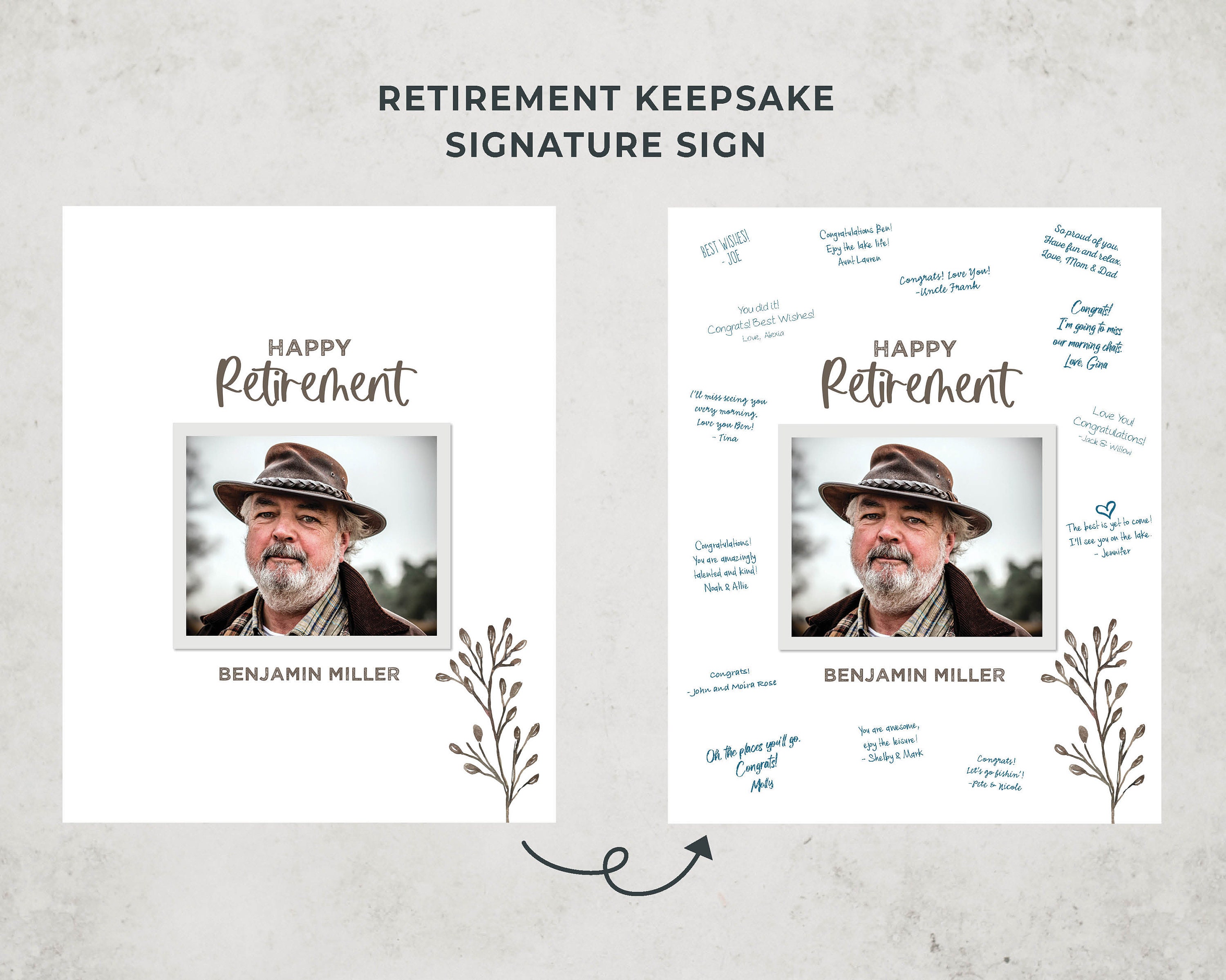 Retirement Message Board TEMPLATE Fully Editable Minimal - Etsy