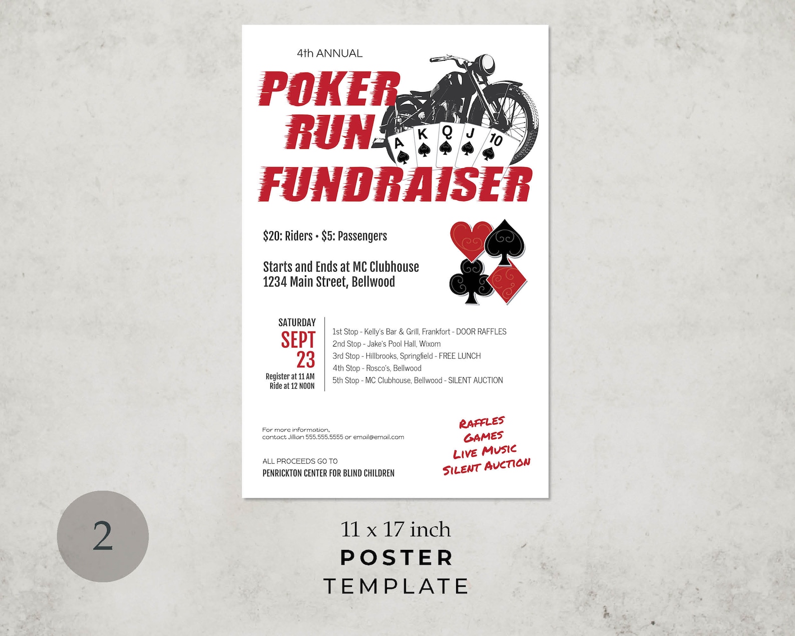 Poker Run Fundraiser Bundle 3 Self-editing TEMPLATES 8.5x11 Flyer ...