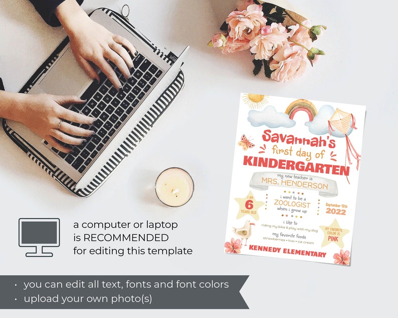 First Day of School Sign TEMPLATES in Corjl Last Day of School Sign 8 ...