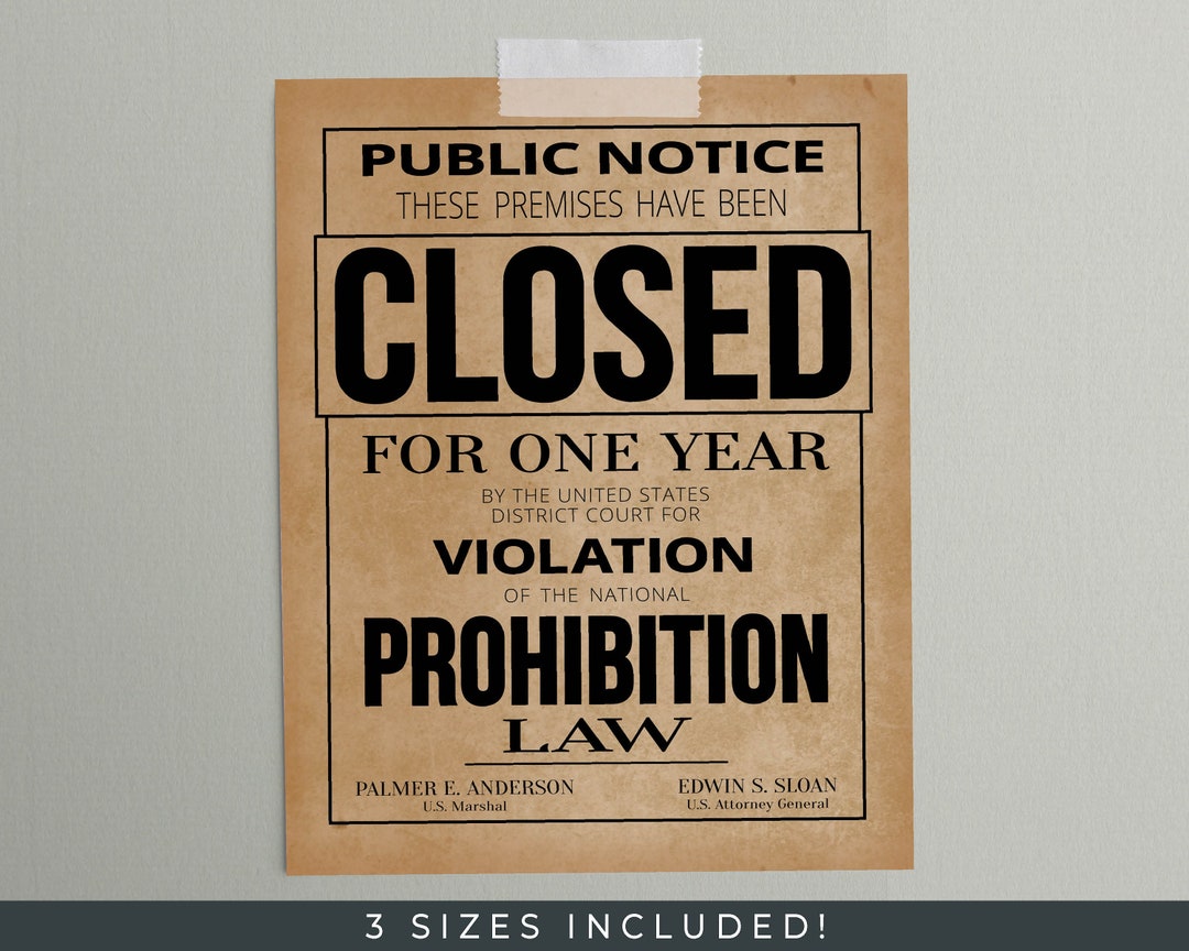 Prohibition PRINTABLE Poster | Instant Download | Prohibition ...
