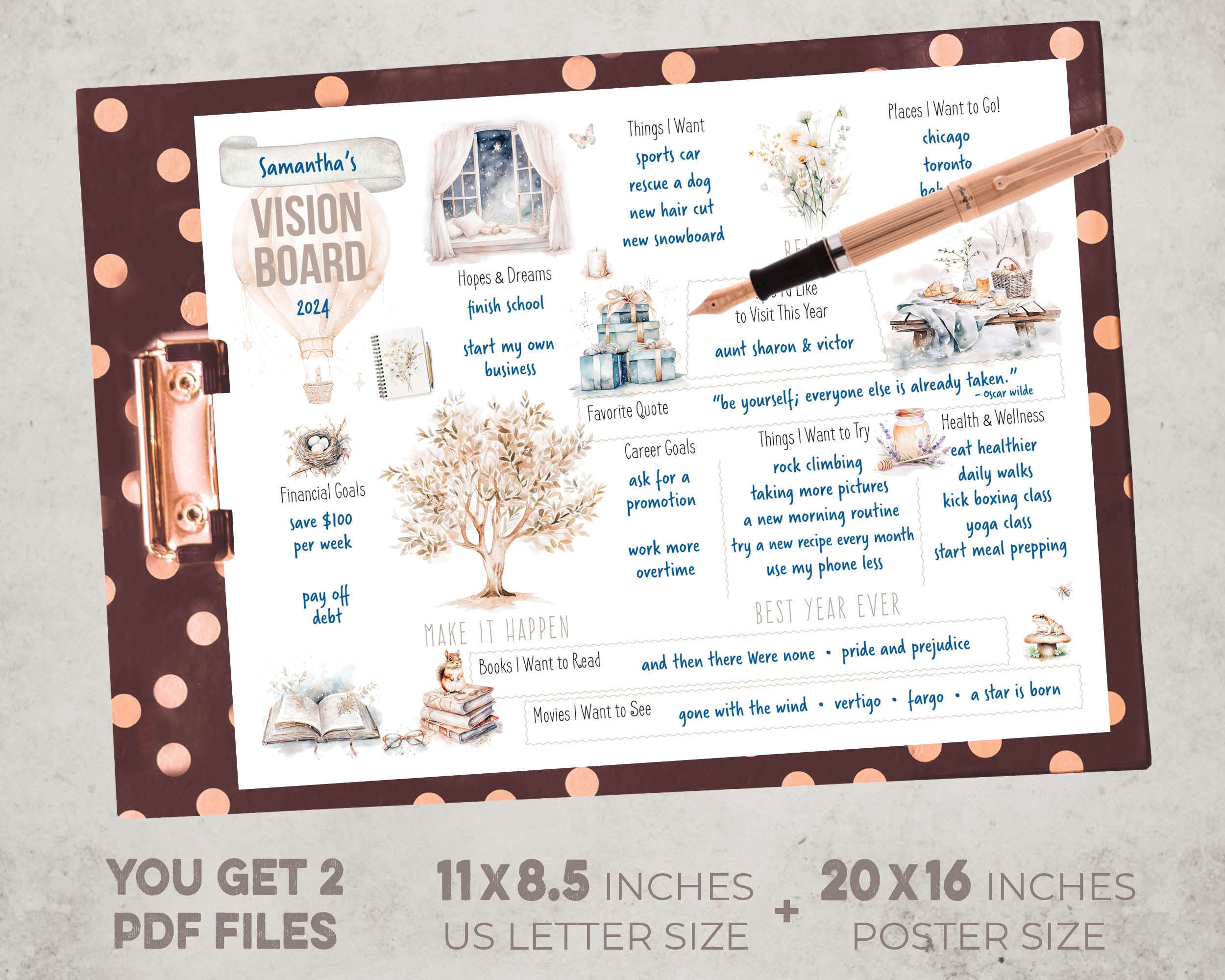 Vision Board Template Uneditable | INSTANT DOWNLOAD | Dream Board ...
