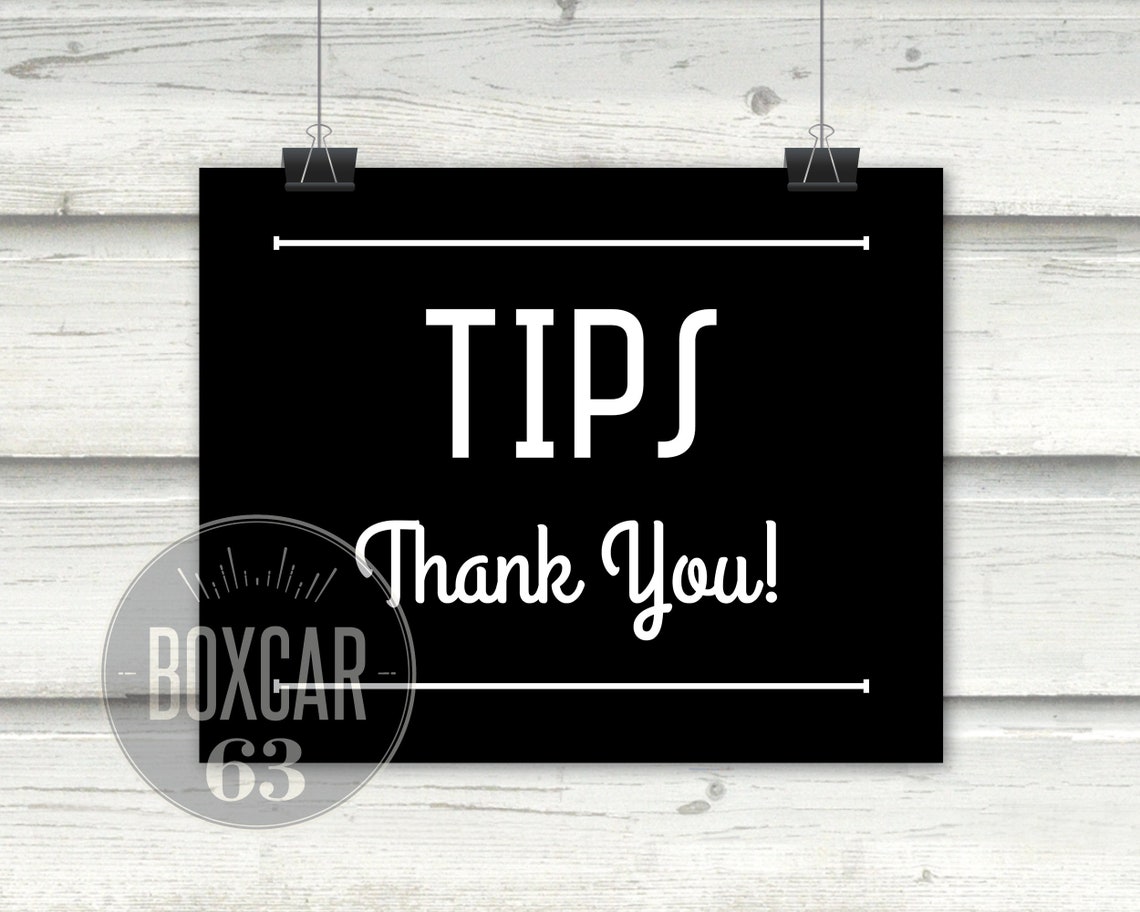 Tips Sign Instant Download Digital JPEG 300 DPI | Etsy