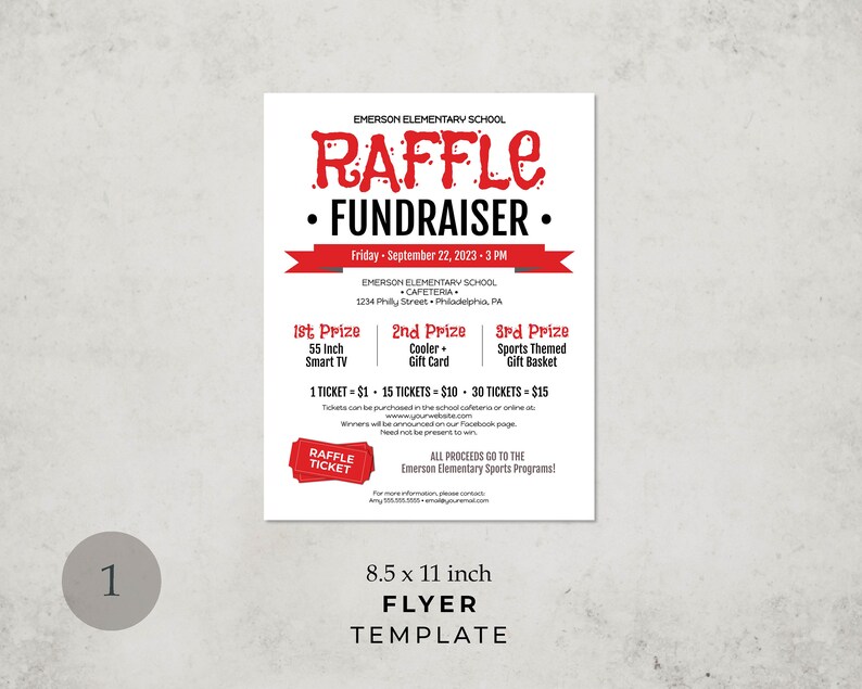 Raffle Fundraiser Bundle Editable TEMPLATES 8.5x11 Flyer, 11x17 Poster ...