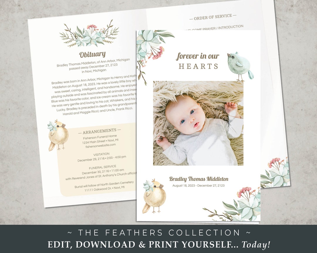 Child Baby Funeral Program TEMPLATE Memorial Pamphlet in - Etsy