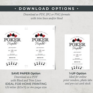 Poker Night Invitation TEMPLATES Editable Invite + Mobile Invite | Card ...