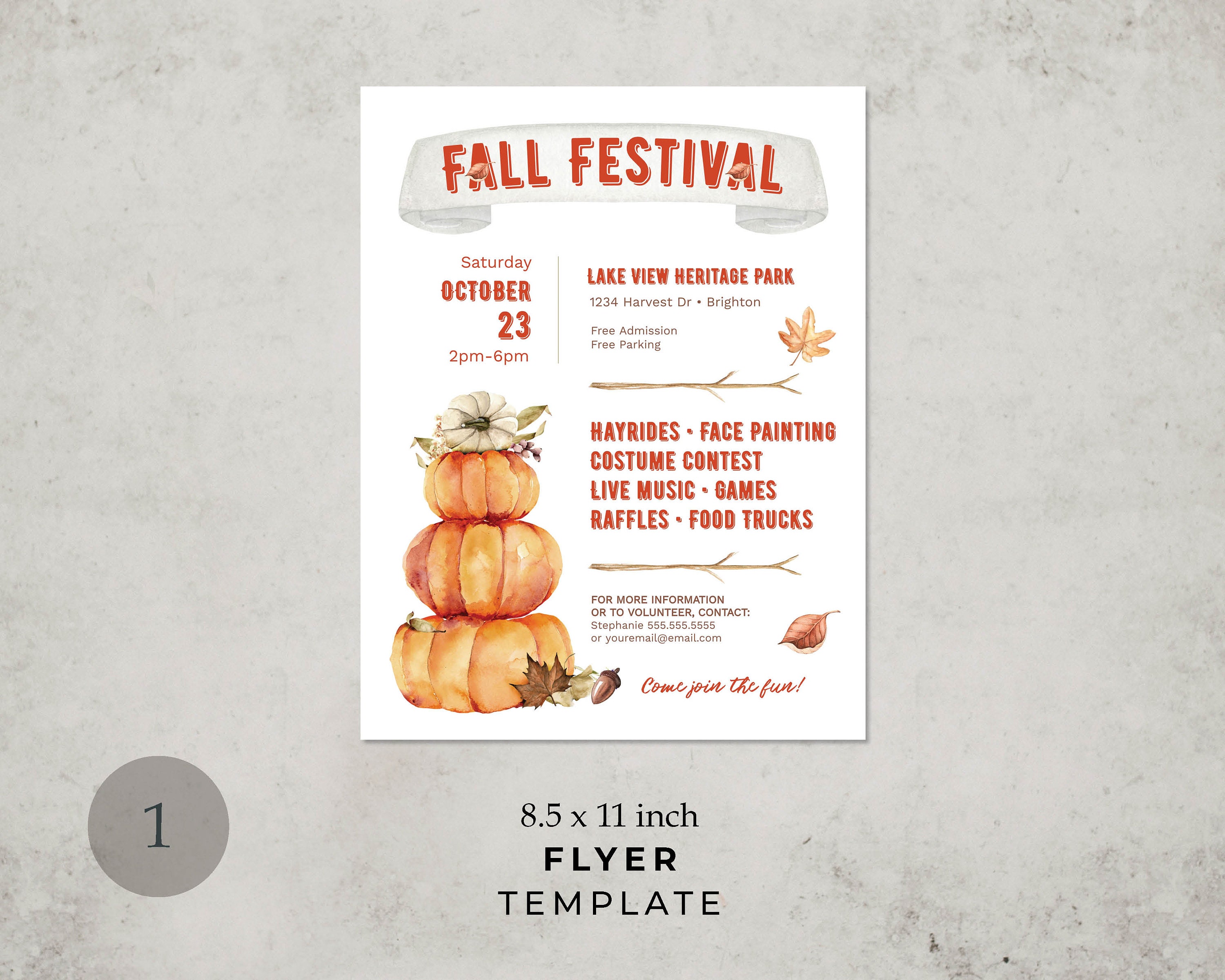 Fall Festival Editable TEMPLATES 8.5x11 Flyer 11x14 Poster Social Media ...