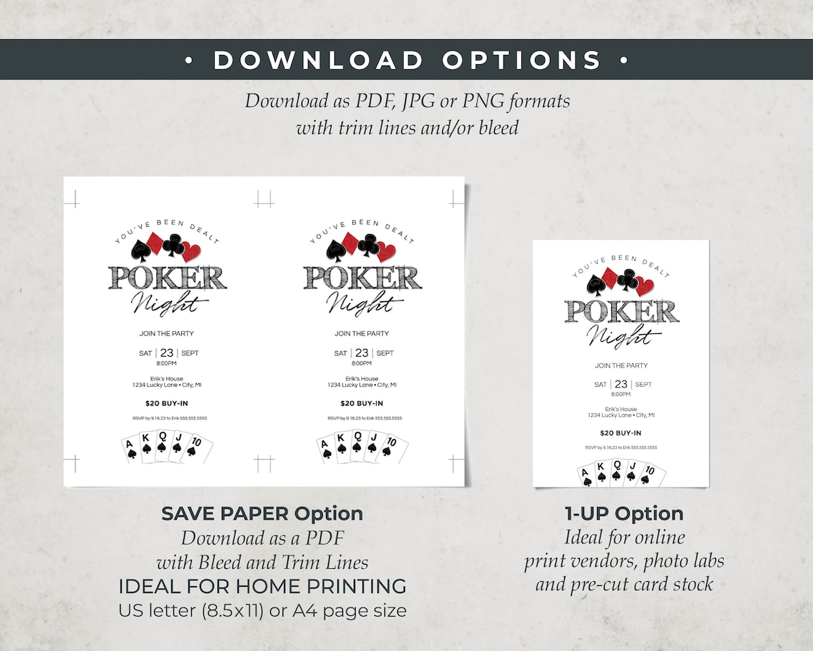 Poker Night Invitation TEMPLATES Editable Invite Mobile - Etsy