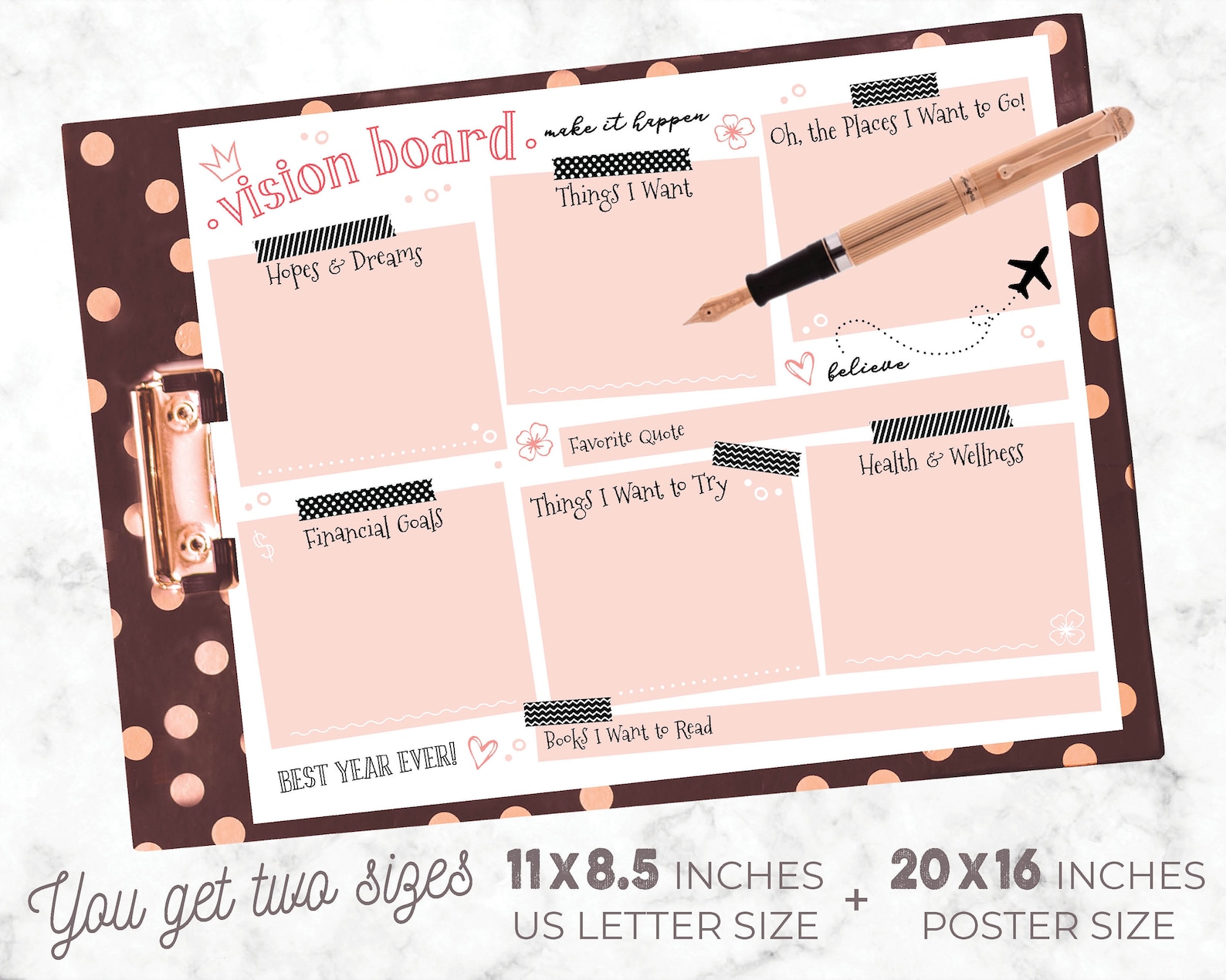 Vision Board Template | Instant Digital Download | 300 DPI | Dream ...