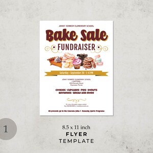 Bake Sale Fundraiser Bundle 3 Self-editing TEMPLATES | Flyer, Poster ...