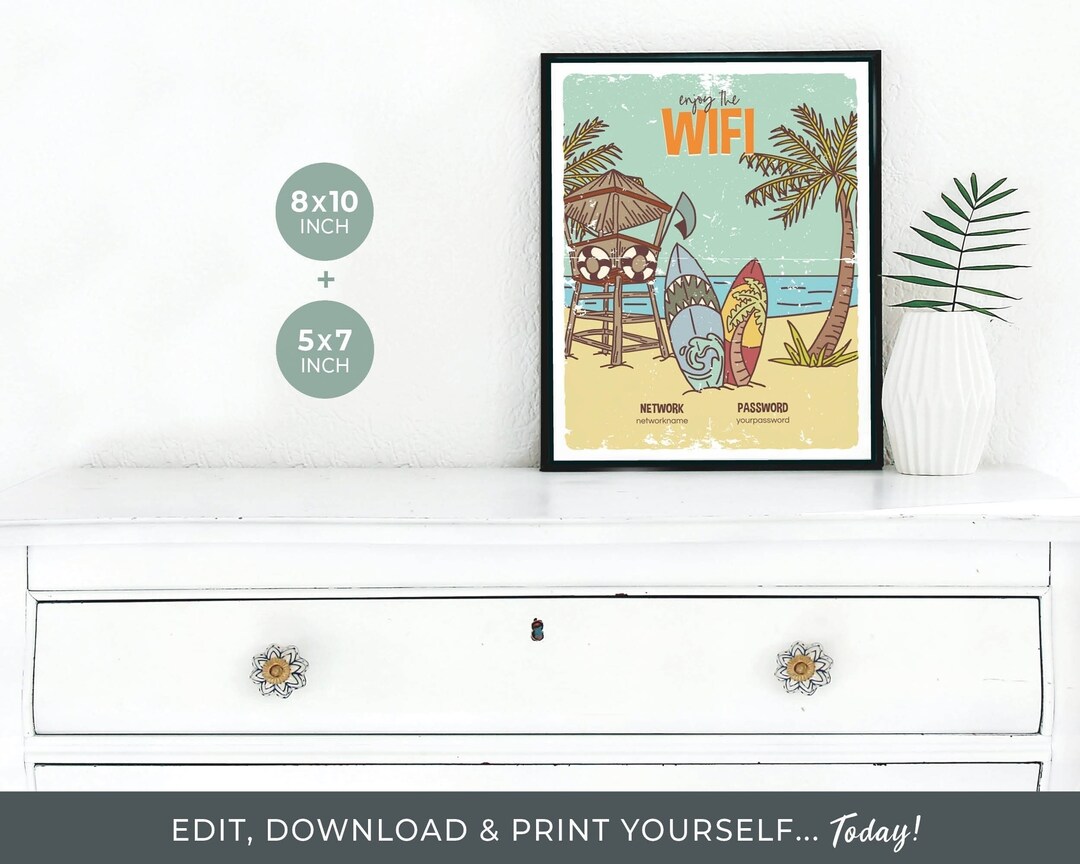 Wifi Password Editable Template Retro Distressed Password - Etsy