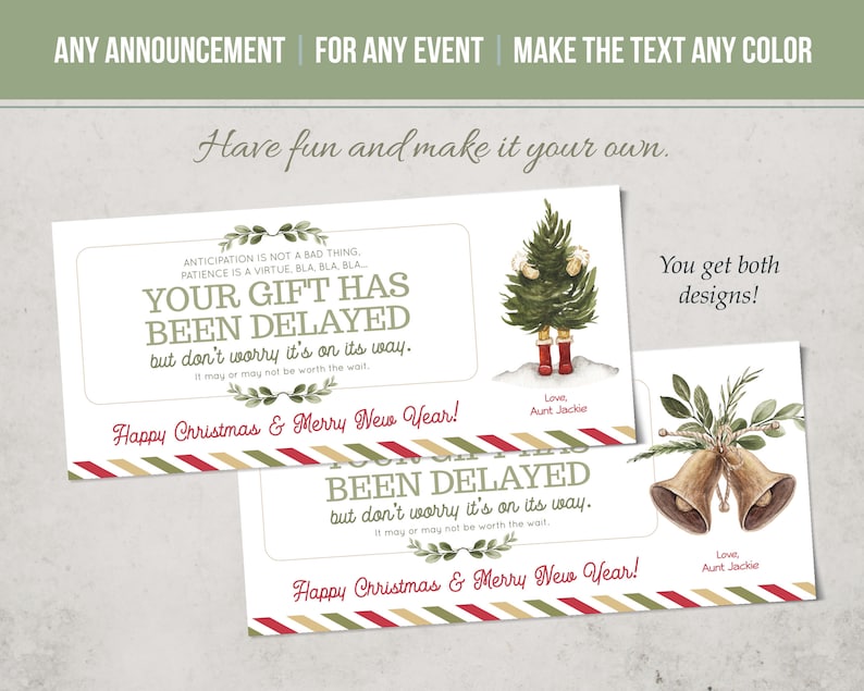 Gift Voucher Editable TEMPLATE Your Gift Has Been Delayed Funny Gift ...