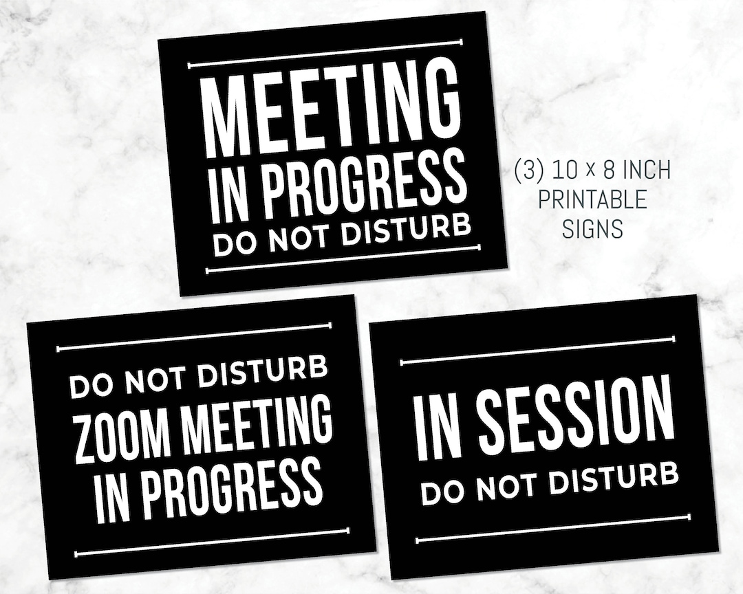 Meeting in Progress PRINTABLE Signs + in Session Sign + Zoom Meeting in ...