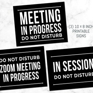 Meeting in Progress PRINTABLE Signs + in Session Sign + Zoom Meeting in ...