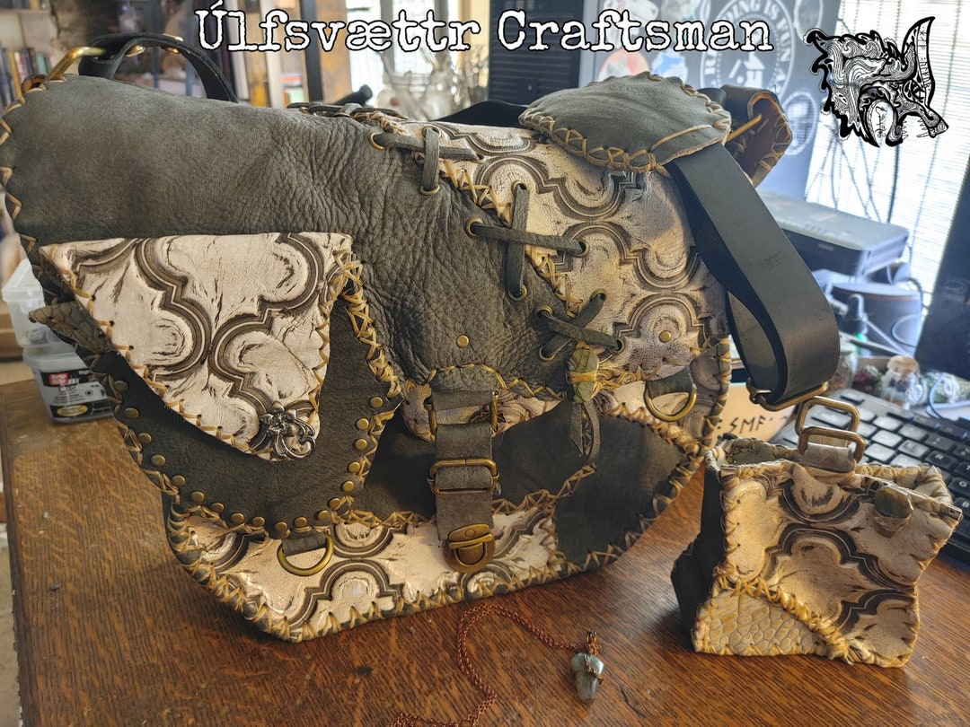 Deluxe Gothic Embossed Leather Handbag, Goth, Gray, Black - Etsy