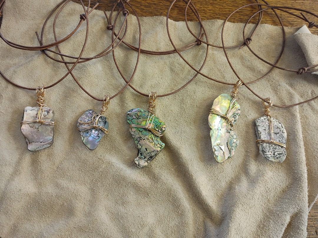 Puget Sound Radiance: Abalone Shell Pendants With Brass Wire Wrapping ...