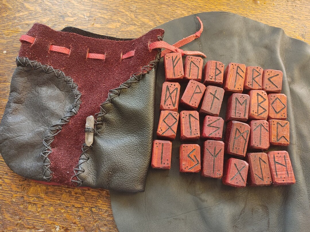 African Padauk Rune Divination Sets With Smokey Quartz - Etsy