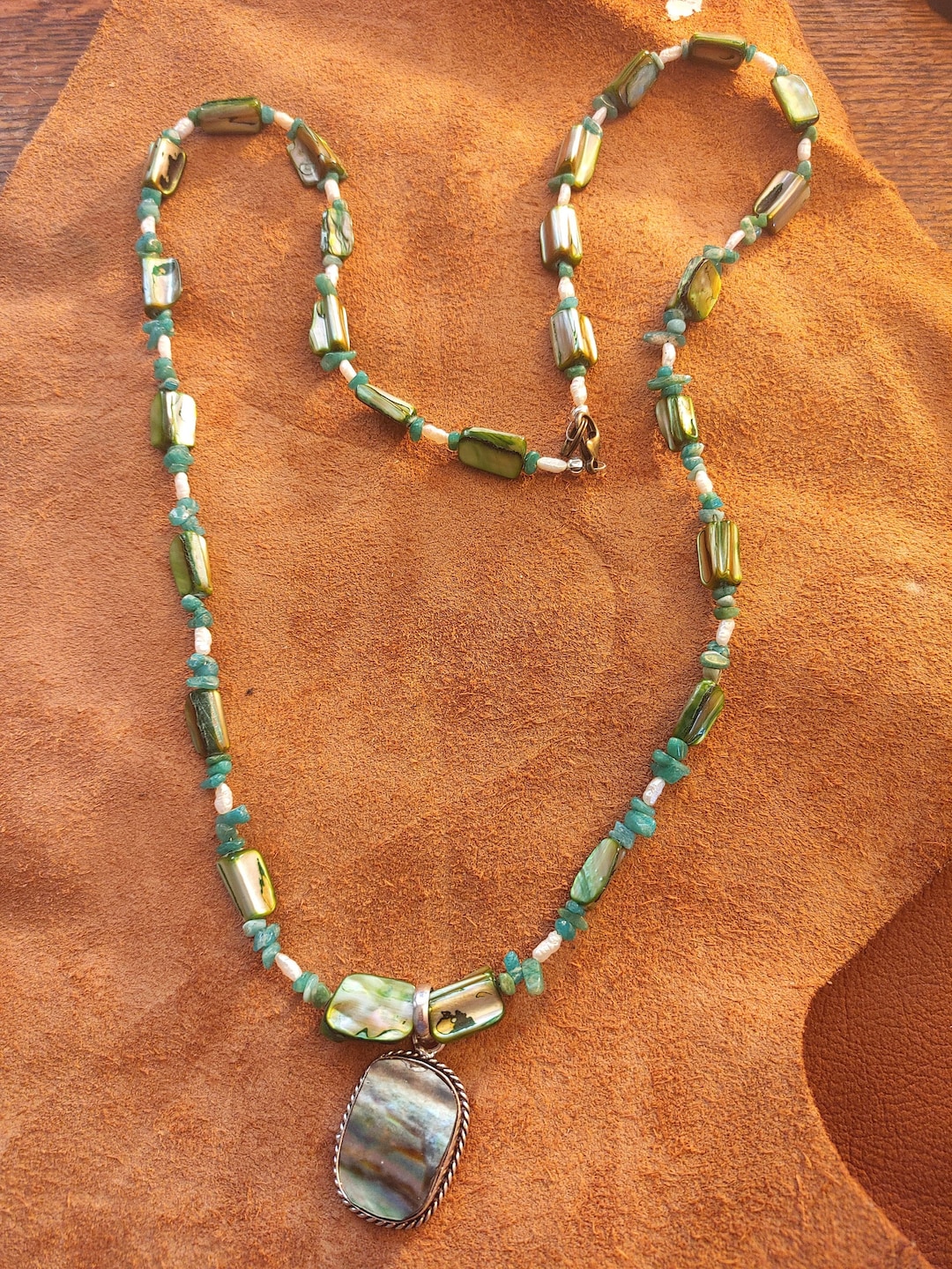 Oceanic Splendor - Abalone & Pearl Necklace With Sterling Silver - Etsy