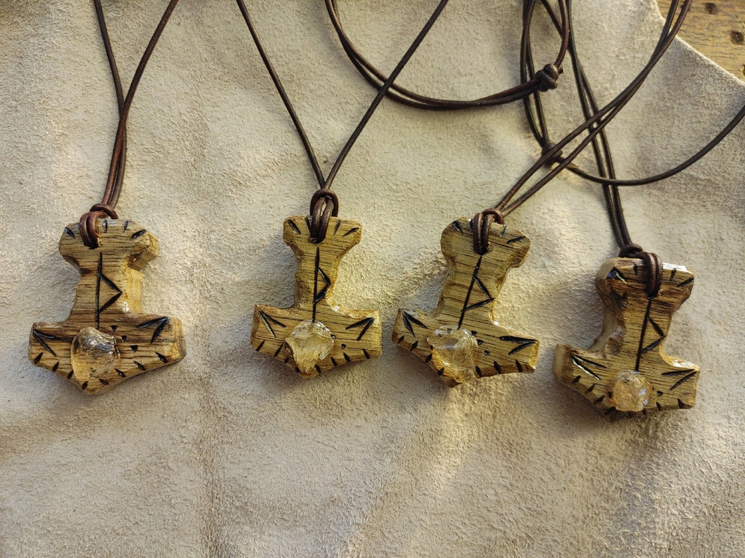 Black Limba Wood Mjolnir Pendant - Norse Viking Symbol, Thurisaz Rune ...