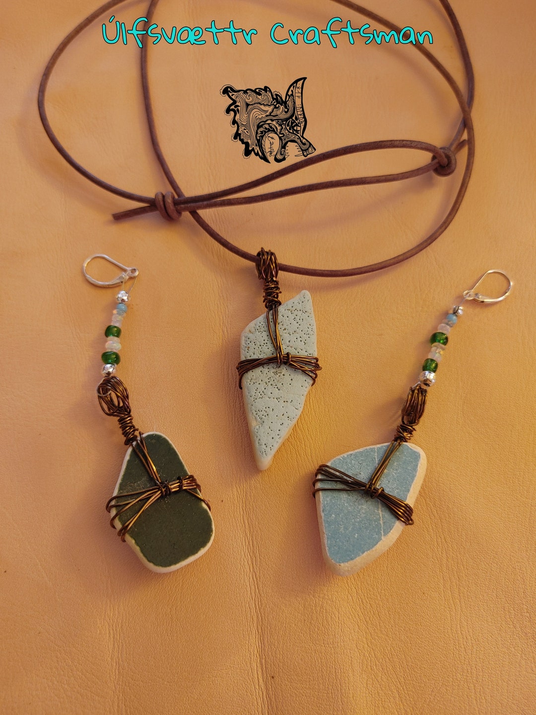 Caribbean Surf Tumbled Pottery Jewelry Set, Nautical, Tropical - Etsy