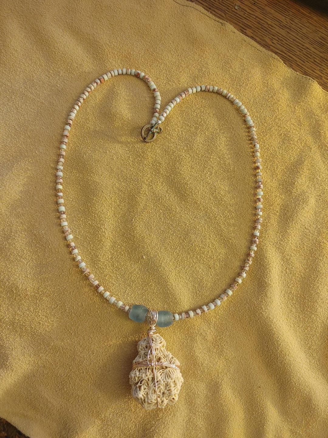 Caribbean Time Capsule - Coral Fossil & Auralite Necklace - Etsy