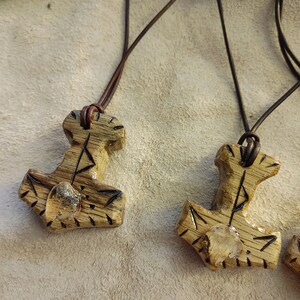 Black Limba Wood Mjolnir Pendant - Norse Viking Symbol, Thurisaz Rune ...