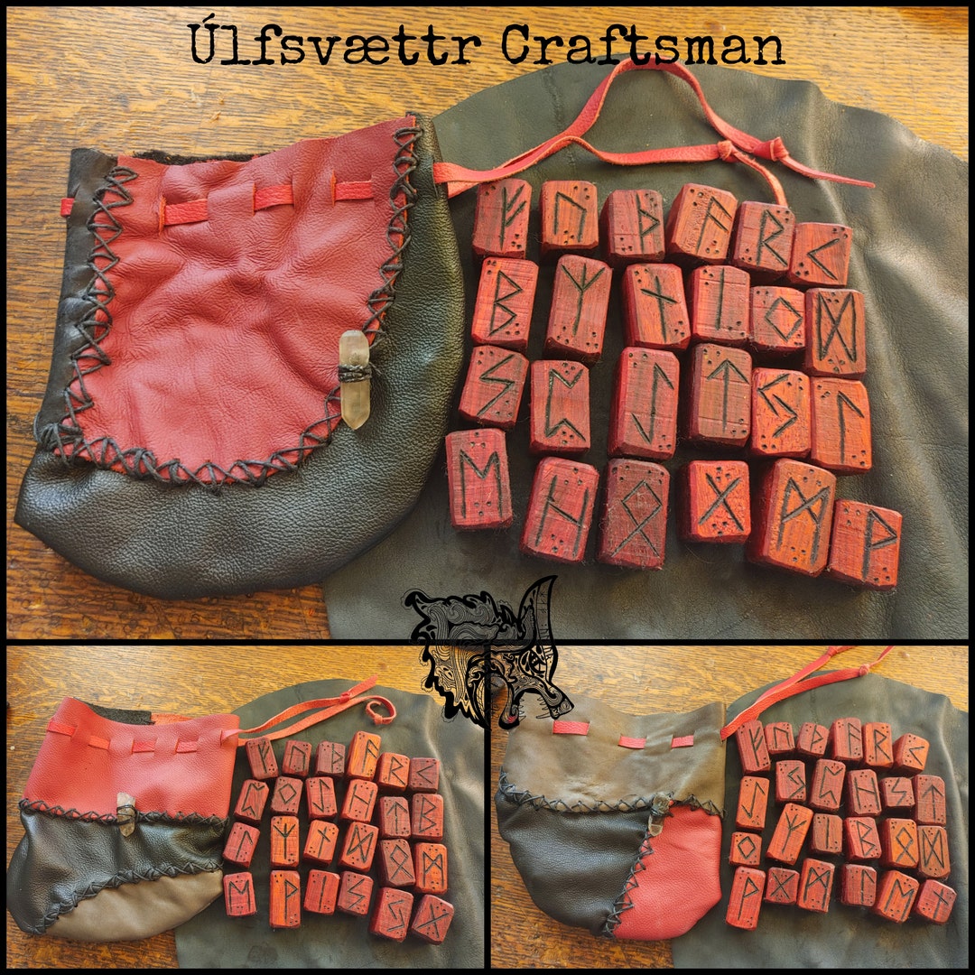 African Padauk Wood Rune Sets, Divination, Norse - Etsy