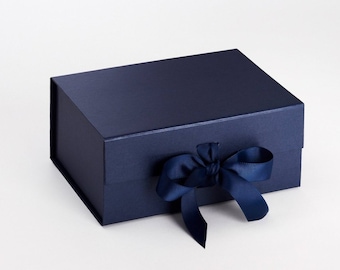 Large Navy Gift Box With Ribbon Bridesmaid Gift Box - Etsy