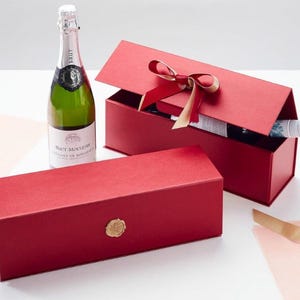Beautiful Red Single Bottle Gift Box With Ribbon - Etsy
