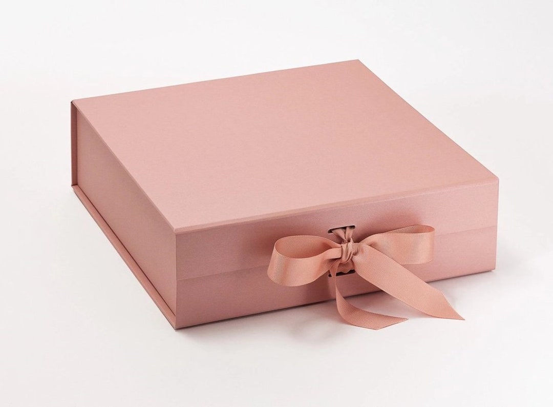 Luxury Large Rose Gold Square Hamper Box - Magnetic Gift Box - Wedding ...