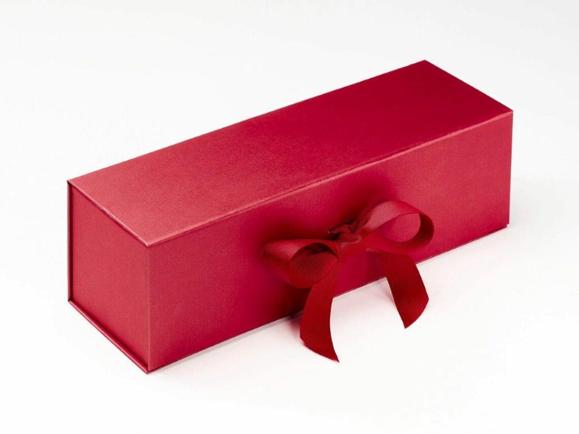Beautiful Red Single Bottle Gift Box With Ribbon - Etsy