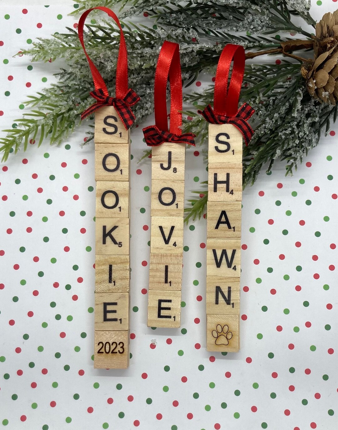 Personalized Scrabble Letter Name Ornaments, Christmas 2023, Timeless ...