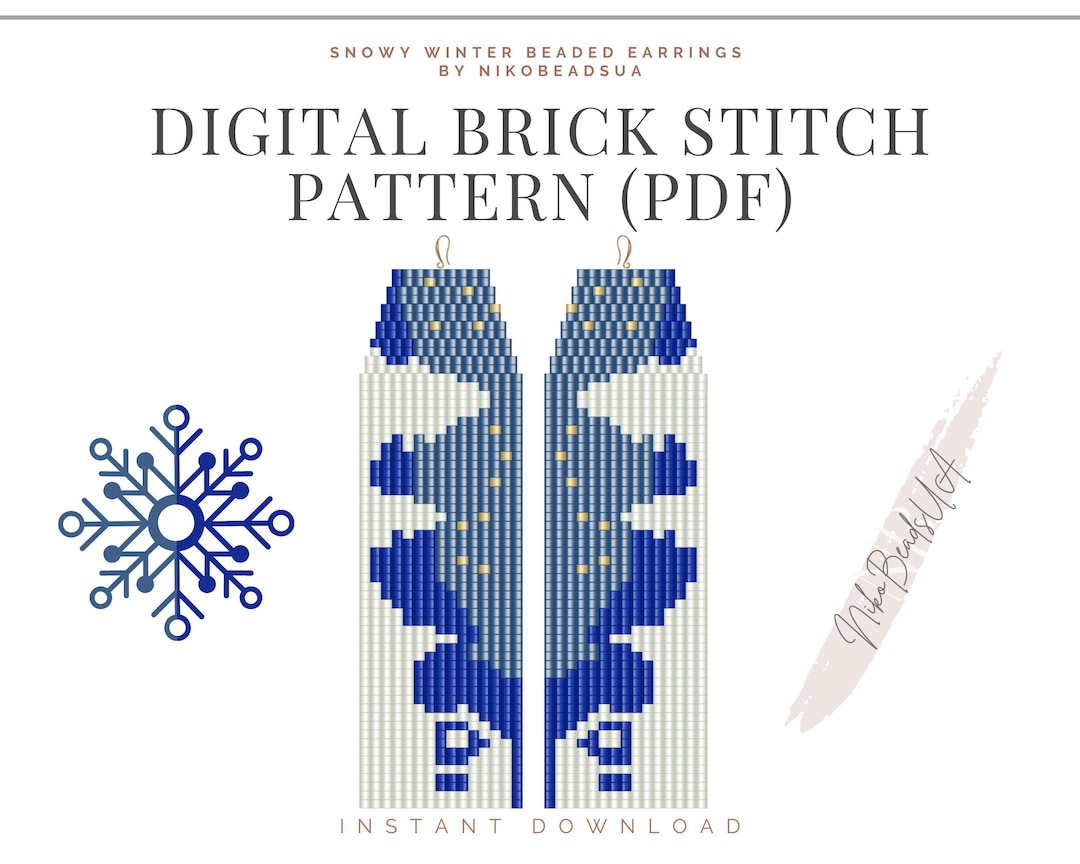 Snowy Winter Brick Stitch Pattern for Fringe Beaded Earrings, Christmas ...