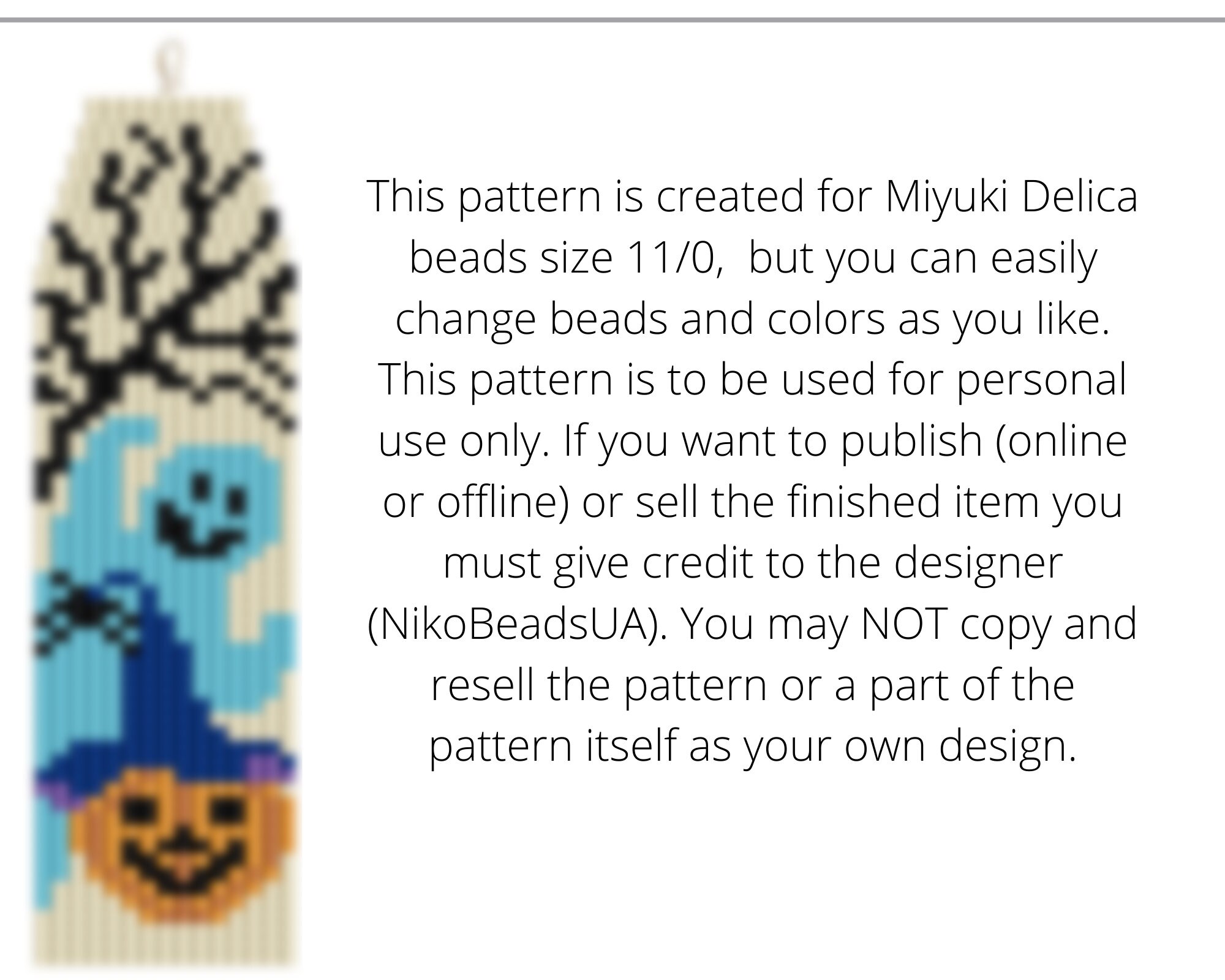 Halloween Ghost Brick Stitch Pattern for Fringe Beaded Earrings ...