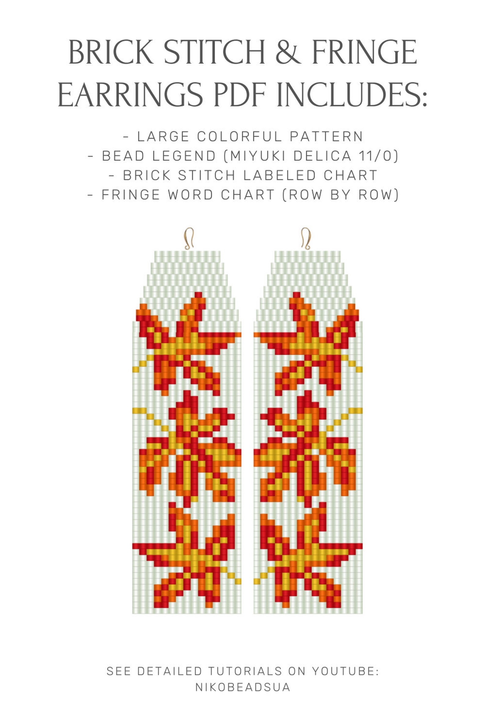 Autumn Leaves Brick Stitch Pattern for Fringe Beaded Earrings - Etsy